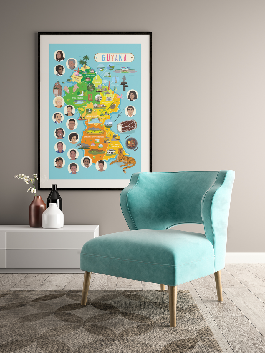 Guyana Map Poster (A3) – Very Puzzled